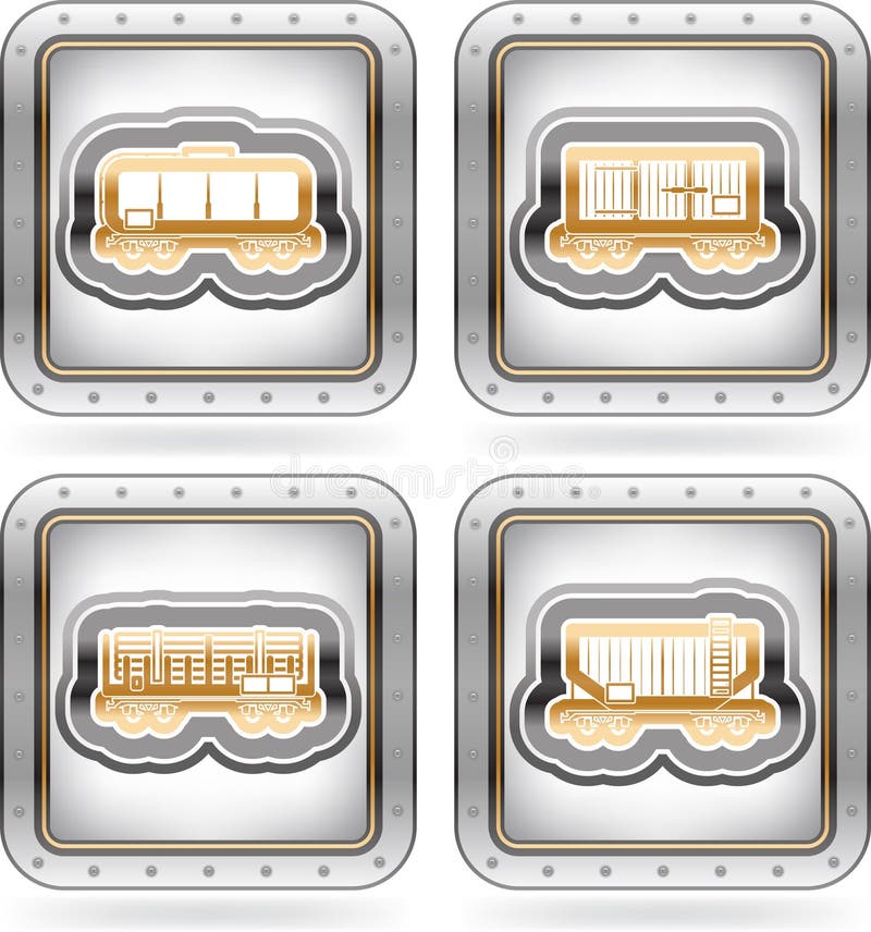 Set Icons Of Railroad And Train Stock Vector - Illustration of ...