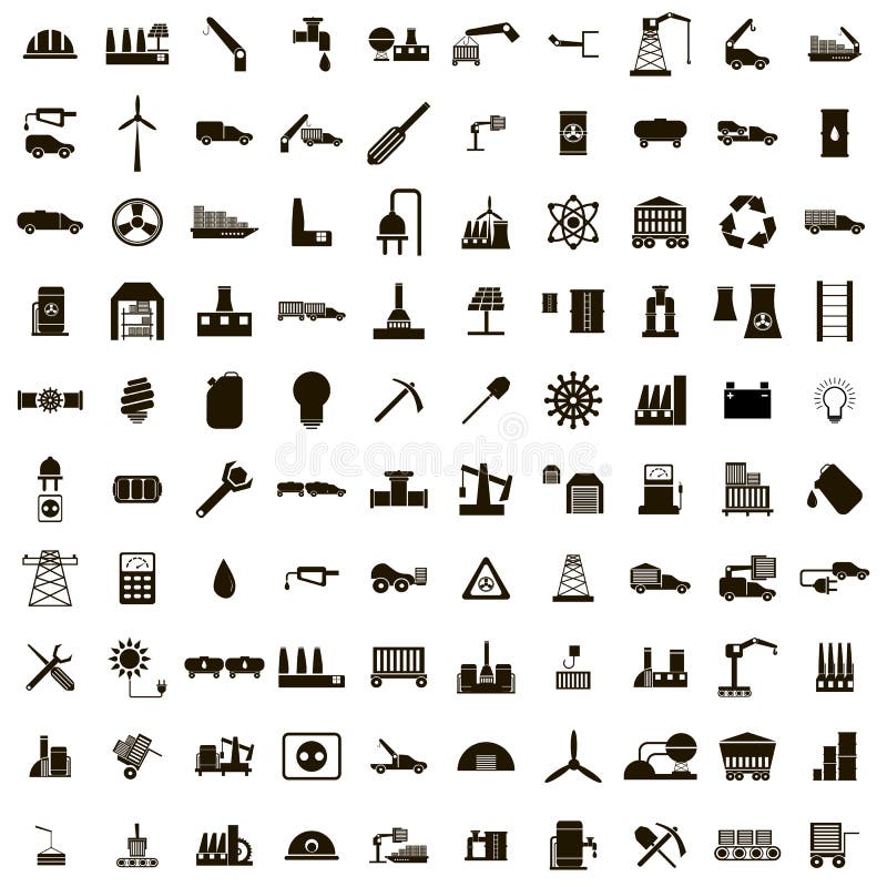 100 Industry icons set stock vector. Illustration of industry - 68914312