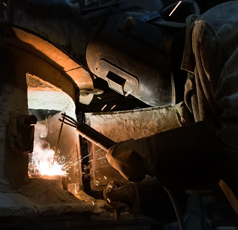 Industry. Photo of Professional Welder at Work Stock Image - Image of ...