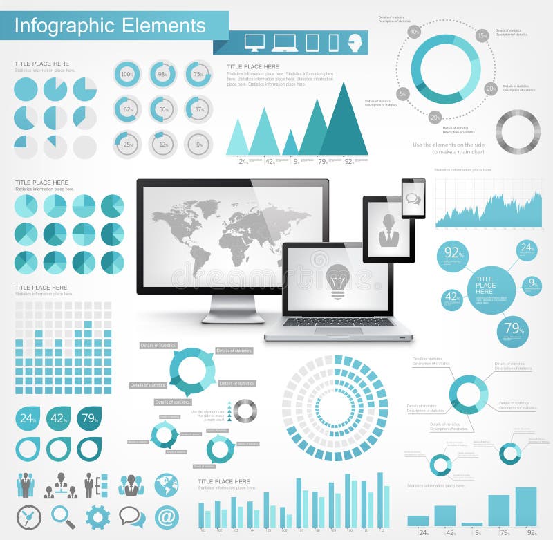 Information Technology Statistics Infographic Elem Stock Vector ...