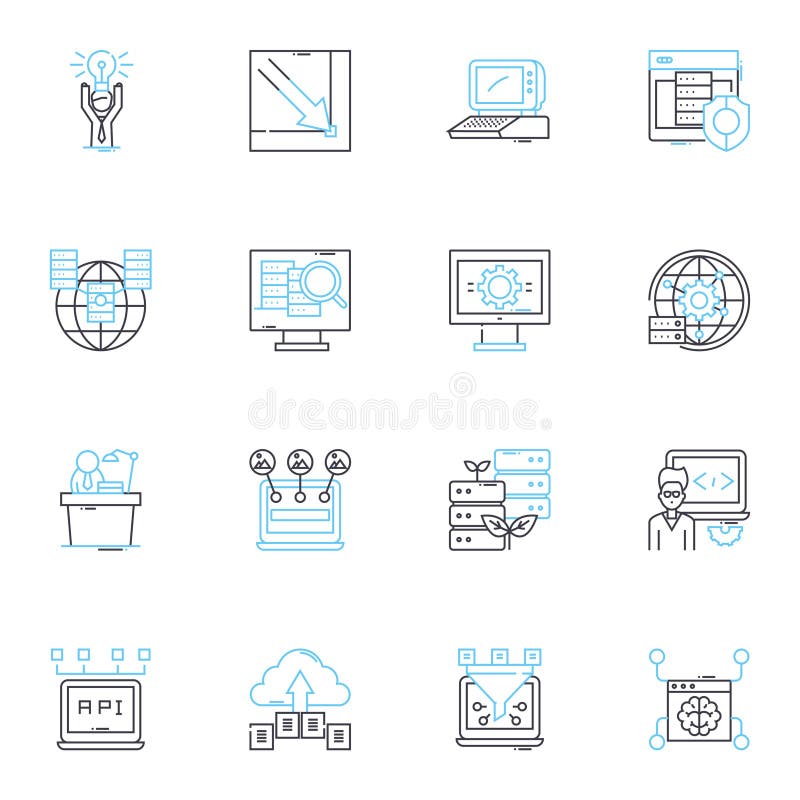 Industry Insights Linear Icons Set. Trends, Data, Analytics ...