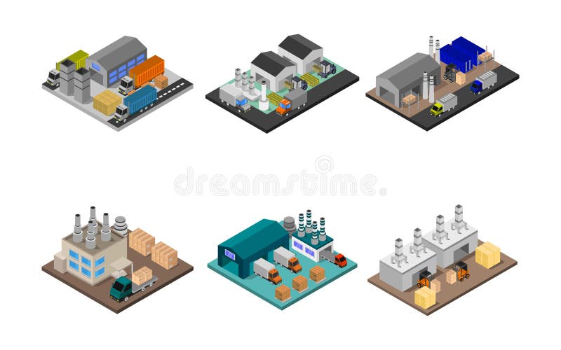 Industry Isometric Set Vector Illustration Stock Illustration ...