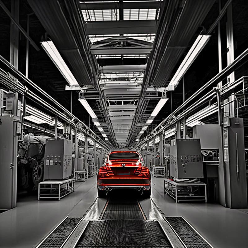 Industry Line Modern High Tech Vehicle Assembly, Generative AI Stock ...
