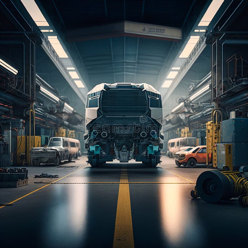 Industry Line Modern High Tech Vehicle Assembly, Generative AI Stock ...