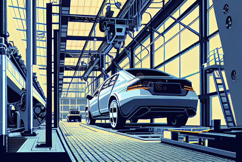 Industry Line Modern High Tech Vehicle Assembly Plant Stock ...