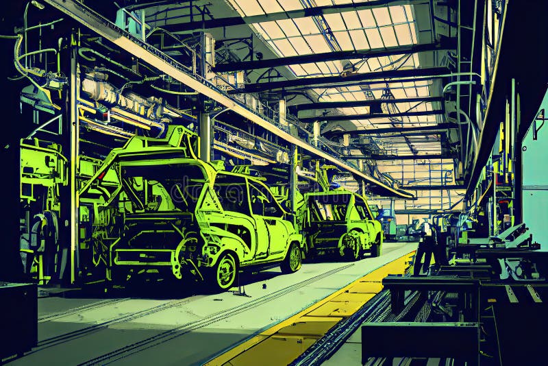 Industry Line Modern High Tech Vehicle Assembly Plant Stock ...