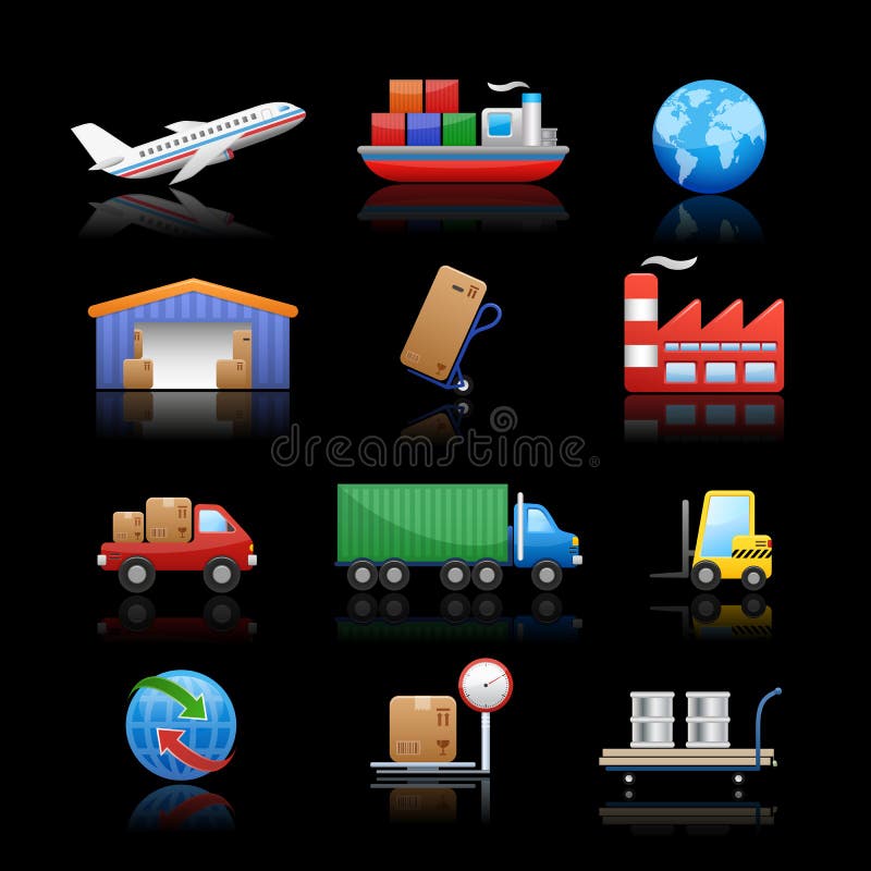 Industry & Logistics Icon Set Stock Vector - Illustration of ...