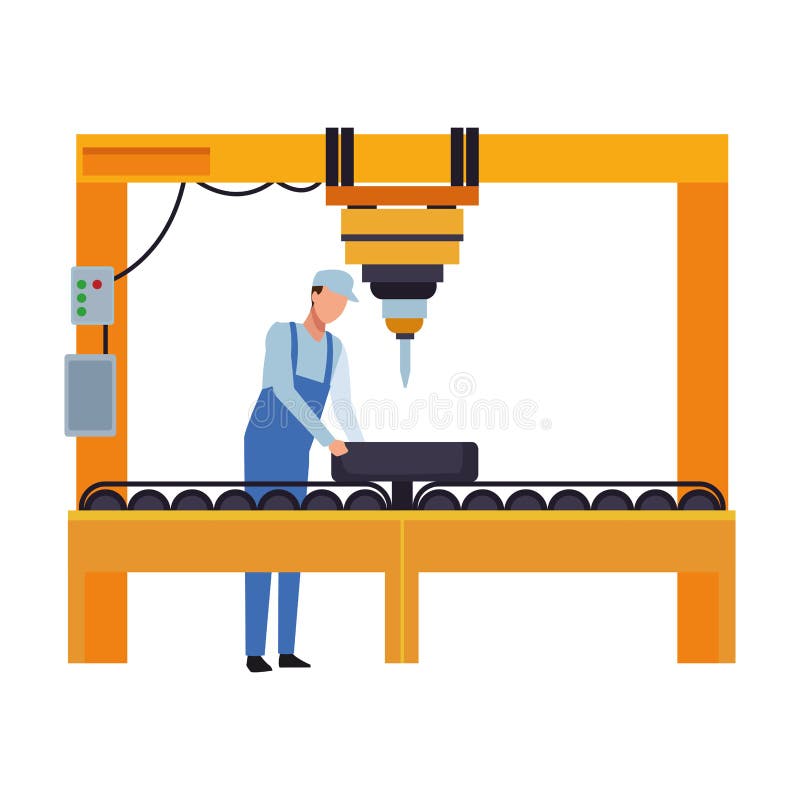 Industry Manufacturing Cartoon Stock Vector - Illustration of automate ...