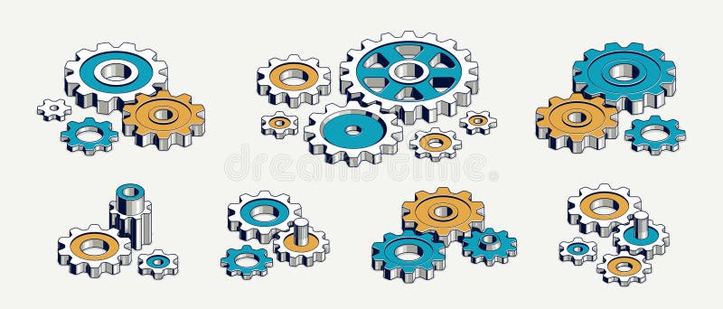 Industry and Manufacturing Concept Set, Gears and Cogs Composition ...