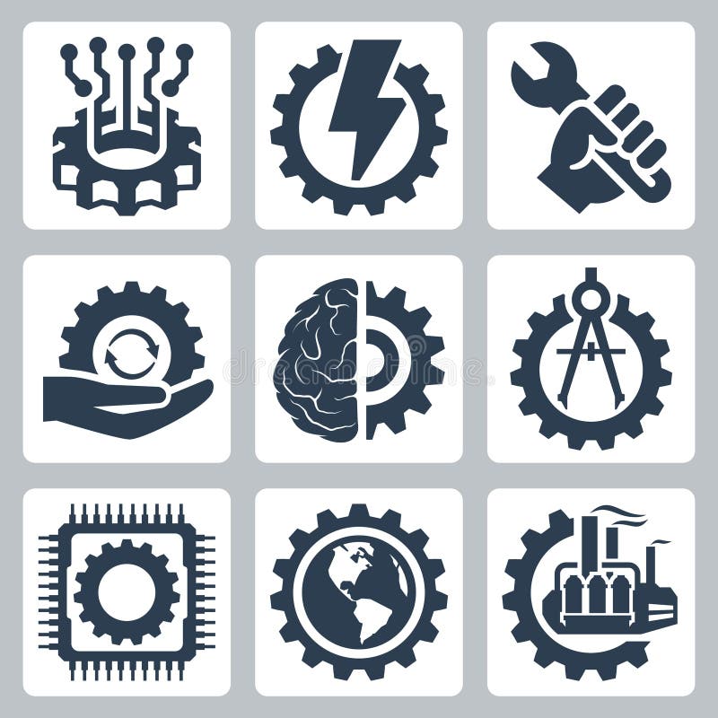 Manufacturing Icon. Gear and Wrench. Service Symbol Stock Vector ...
