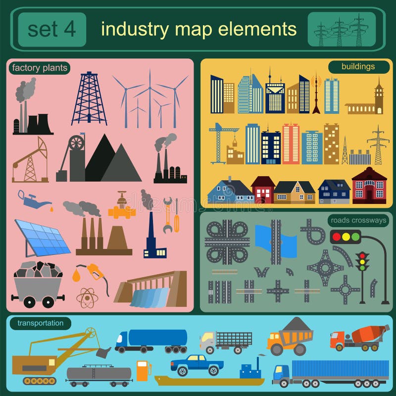 Industry map elements stock vector. Illustration of industrial - 44245670