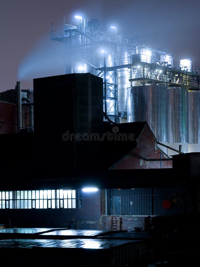 Industry at night stock image. Image of vapor, blueish - 7304389