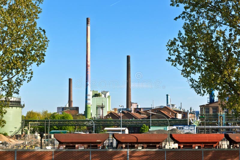 Industry Park with Silo and Chimney Stock Photo - Image of park ...