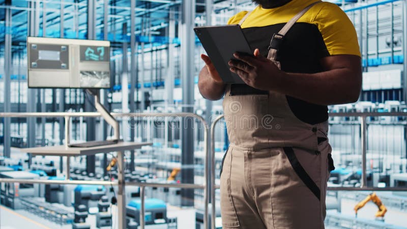 Engineer Overseeing Solar Panels Smart Factory Equipment Stock Video ...