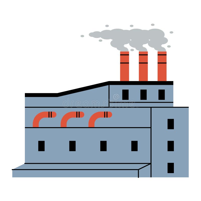 Industry Plant with Three Smoking Chimneys Stock Vector - Illustration ...