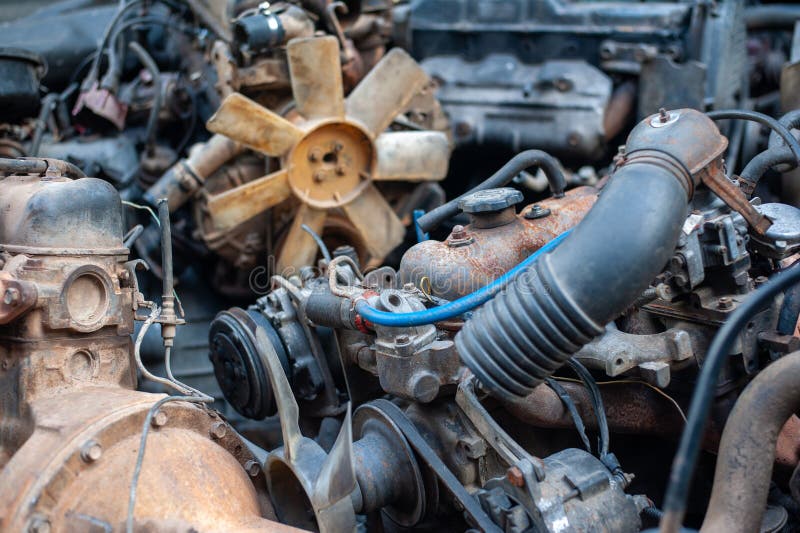 Industry Recycle Engine. Old Engine Wreck Kept for Recycle Stock Image ...