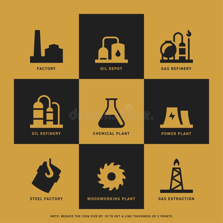 Industry. Set of Nine Shape Icons Stock Vector - Illustration of sign ...