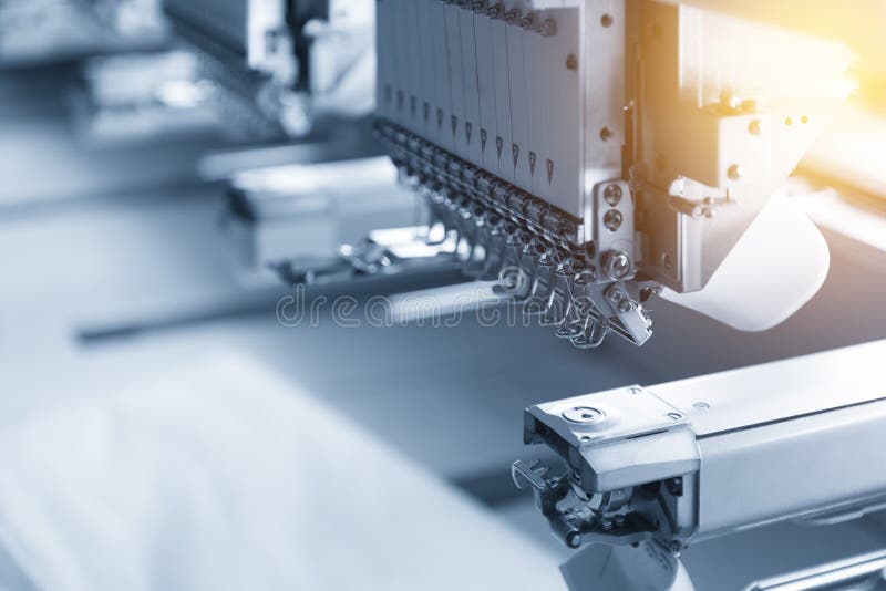 The Industry Sewing Machine Stock Photo - Image of blue, mechanical ...