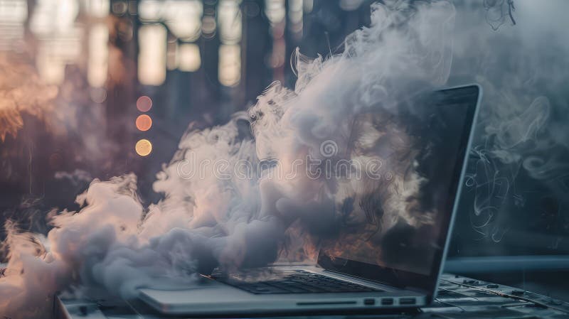 Industry Smoke in Laptop stock image. Image of factory - 349882503