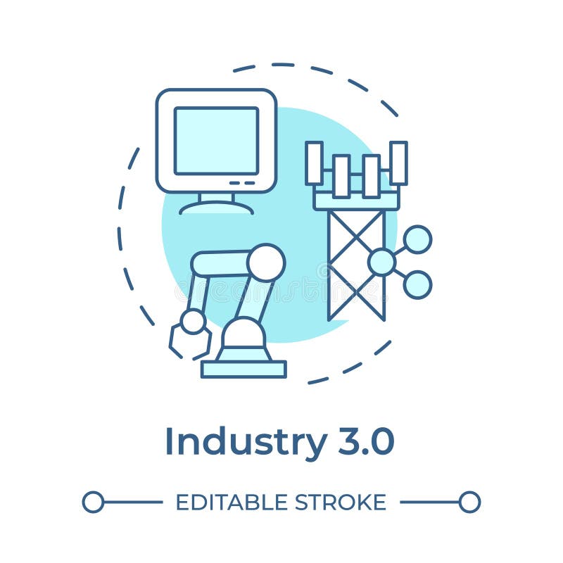 Industry 3.0 Soft Blue Concept Icon Stock Illustration - Illustration ...