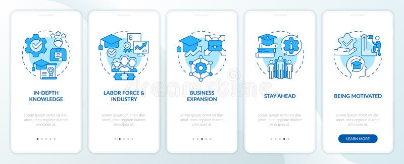 Industry Specific Education Blue Onboarding Mobile App Screen Stock ...