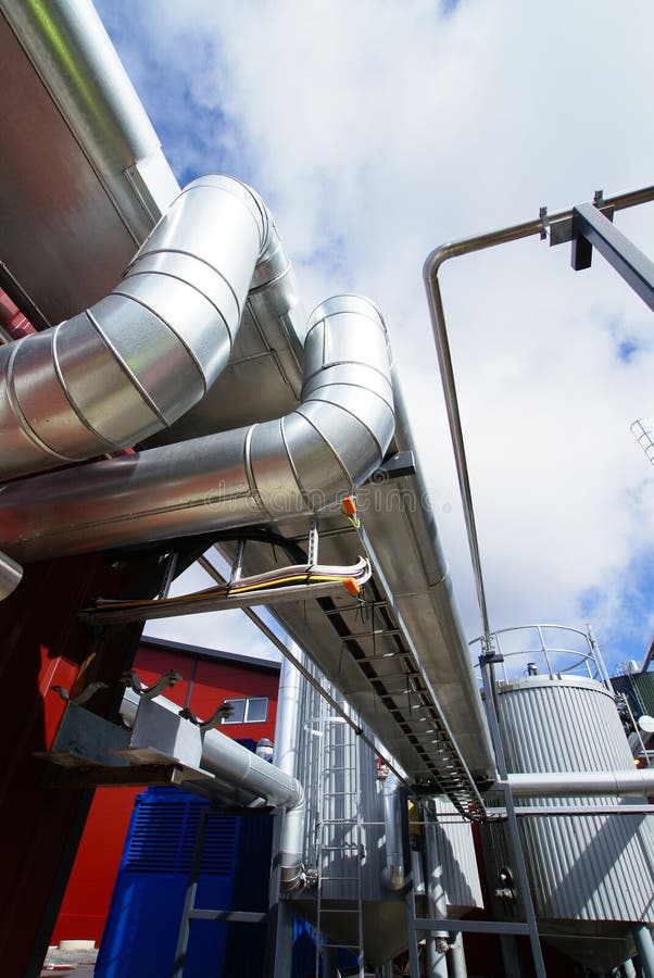 Industry Steel Pipelines at Factory Stock Image - Image of concrete ...