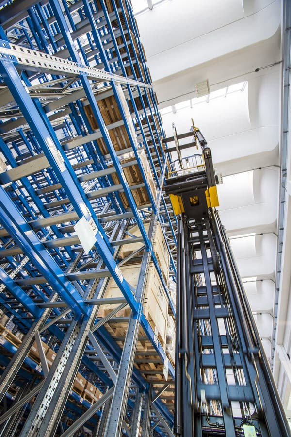 Warehouse Forklift in Store Stock Photo - Image of machine, industrial ...