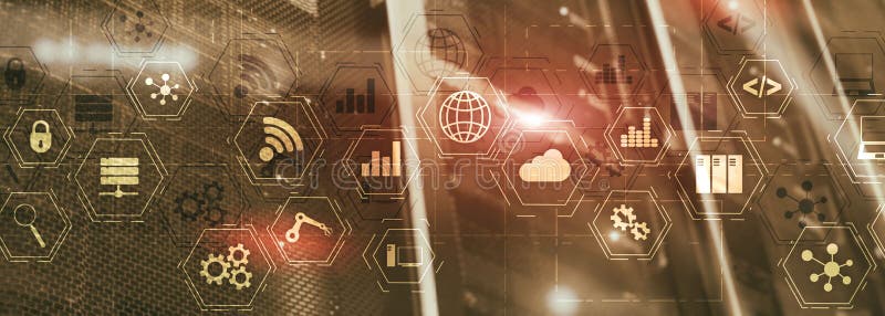 Industry Technology Concept. Mixed Media Virtual Screen. Manufacturing ...