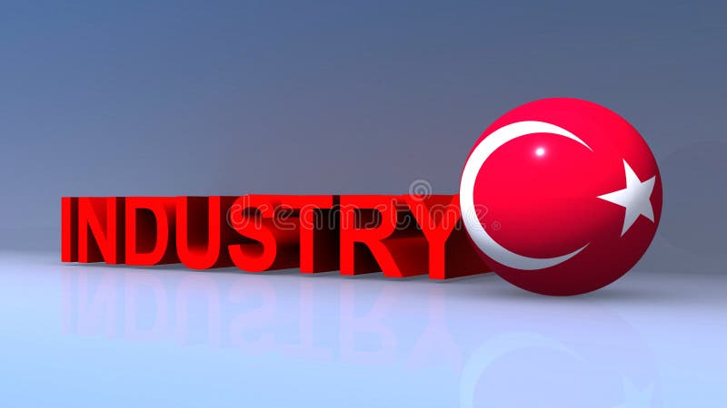 Industry and Turkey Flag on Blue Stock Illustration - Illustration of ...