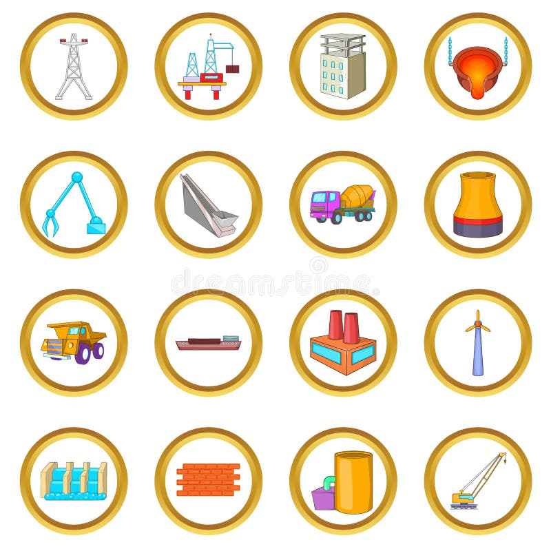 Industry Vector Set, Cartoon Style Stock Vector - Illustration of ...