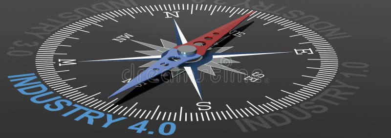 Industry 4.0 Word on Compass with Blue and Red Needle Stock ...