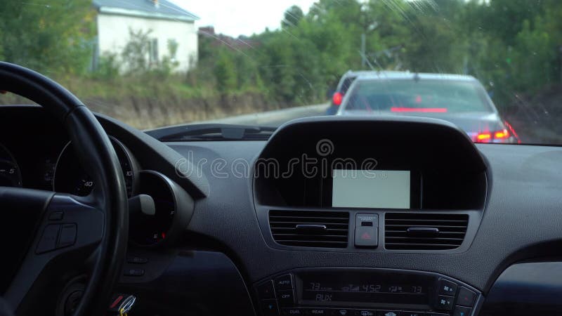 Inside a Car. a GPS Module is on. White Screen Stock Image - Image of ...