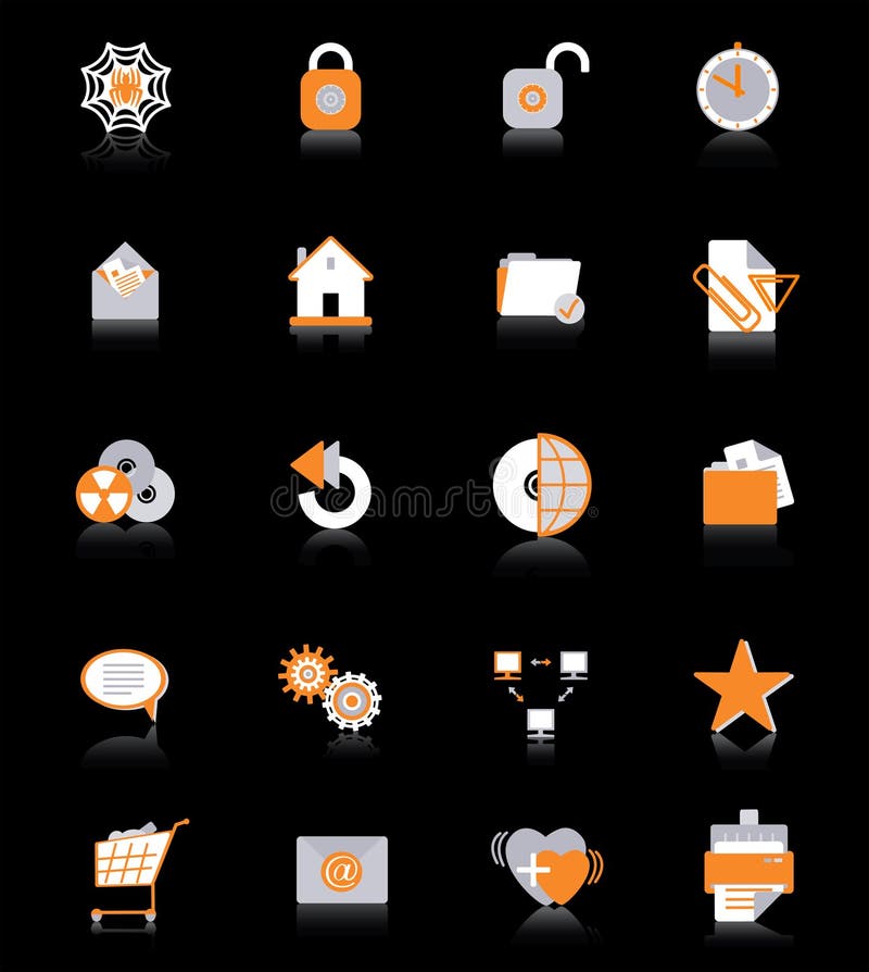 Insurance icons orange stock vector. Illustration of bill - 9953225