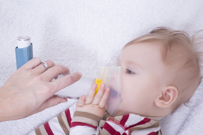 Infant with Asthma Inhalator Stock Photo - Image of bronchitis ...