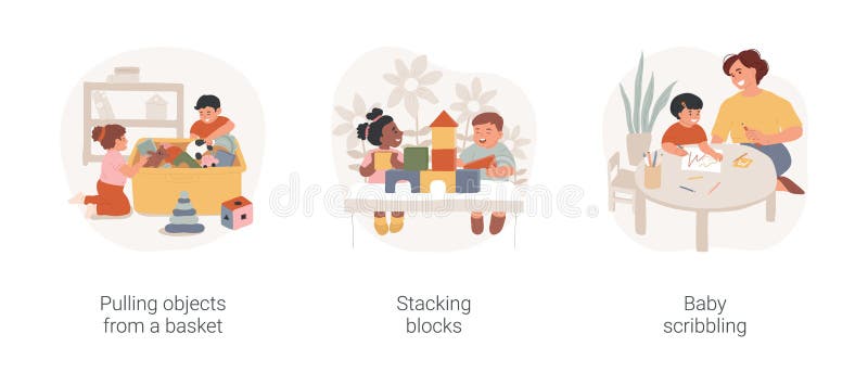 Infant Fine Motor Skills Development Isolated Cartoon Vector ...