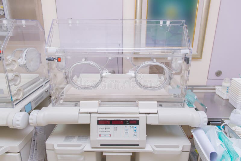 Infant Incubator in Hospital Post Delivery Room Stock Photo - Image of ...