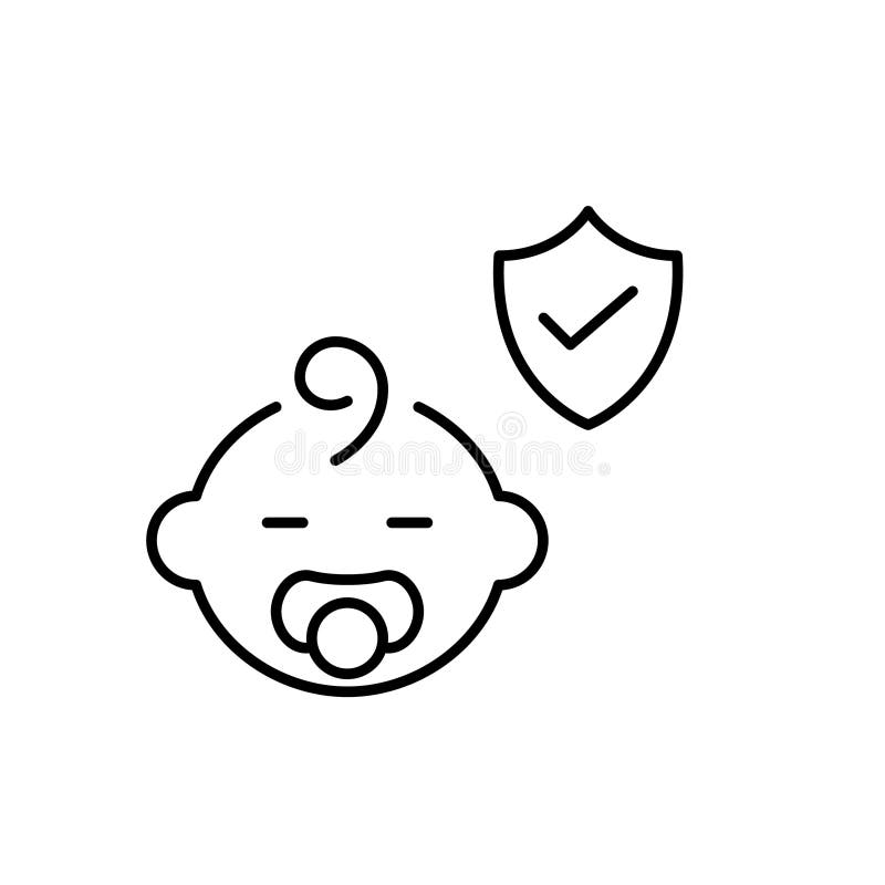 Infant with Pacifier, Shield and Checkmark. Secure Baby Essentials ...