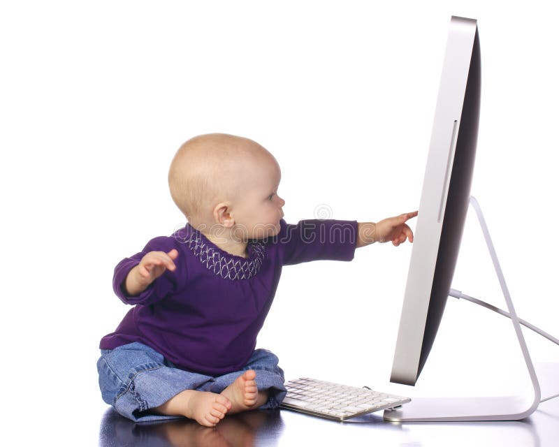 Infant typing on computer stock photo. Image of shot - 19075866