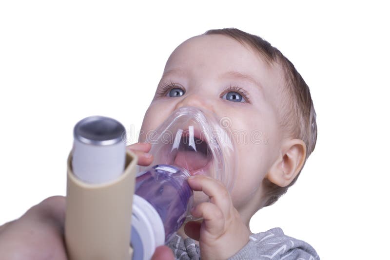 Infant Using Asthma Inhalator Stock Photo - Image of health, home: 69220130