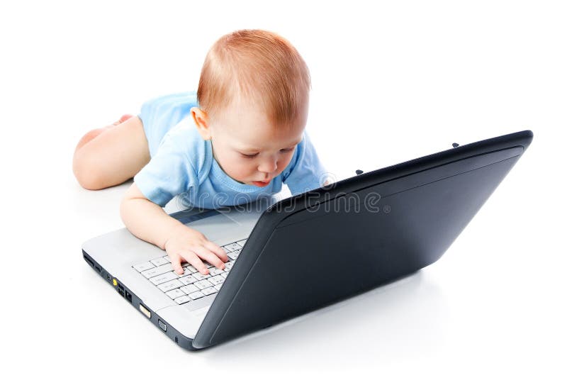 Young boy on laptop stock photo. Image of computers, emotions - 30424840