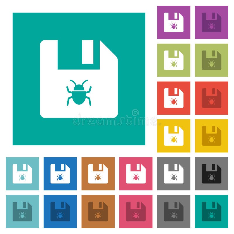 Infected File Square Flat Multi Colored Icons Stock Vector ...
