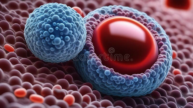 Infected Human Blood Cells Under a Microscope Stock Illustration ...