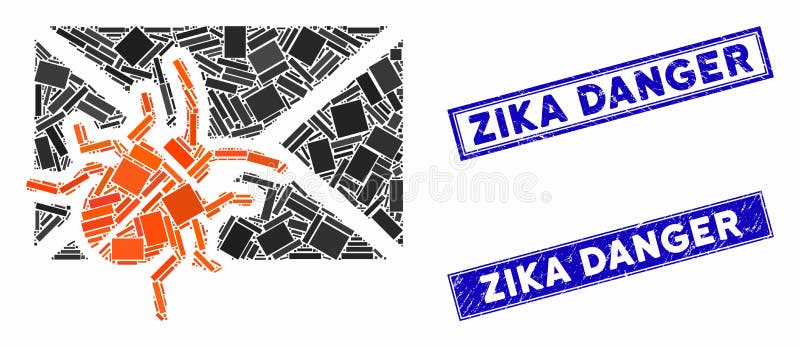 Infected Mail Mosaic and Distress Rectangle Seals Stock Illustration ...
