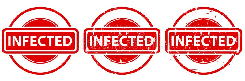 Infected, Set 3 Circle Red Vector Rubber Stamp Effect at White Stock ...