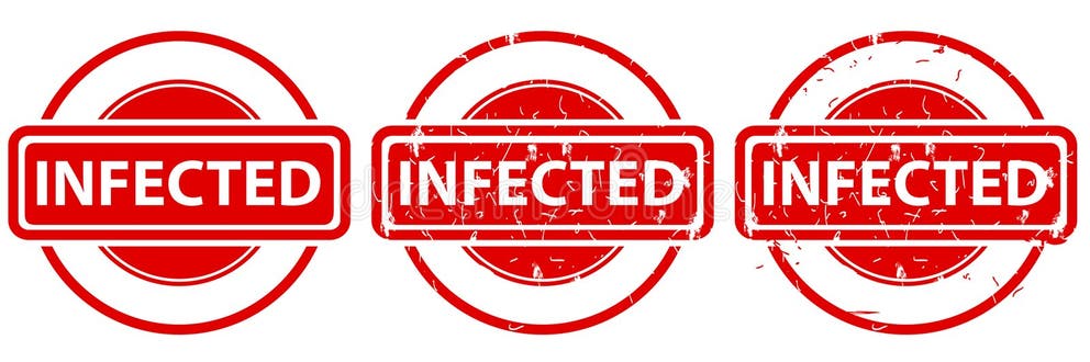 Infected, Set 3 Circle Red Vector Rubber Stamp Effect at White Stock ...