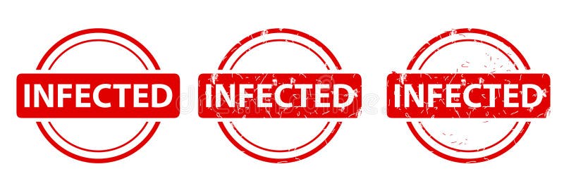 Infected, Set Circle Red Vector Rubber Stamp Effect at White Background ...