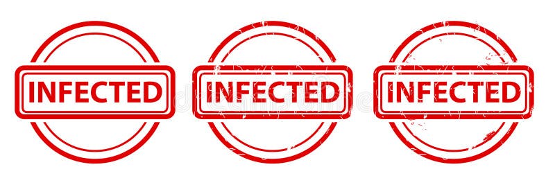 Infected, Set Circle Red Vector Rubber Stamp Effect at White Background ...