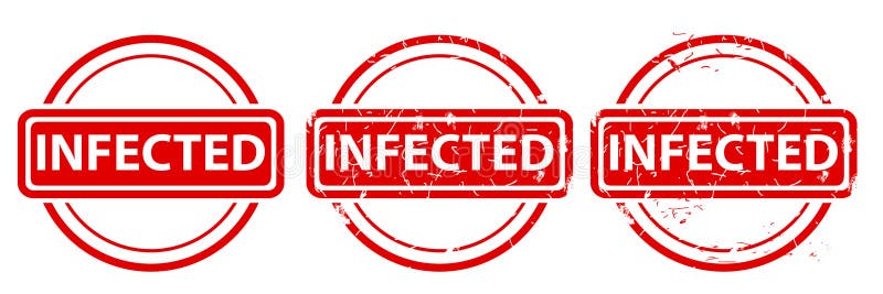 Infected, Set Circle Red Vector Rubber Stamp Effect at White Background ...