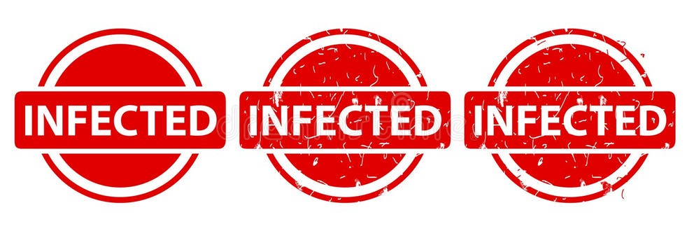 Infected, Set Circle Red Vector Rubber Stamp Effect at White Background ...