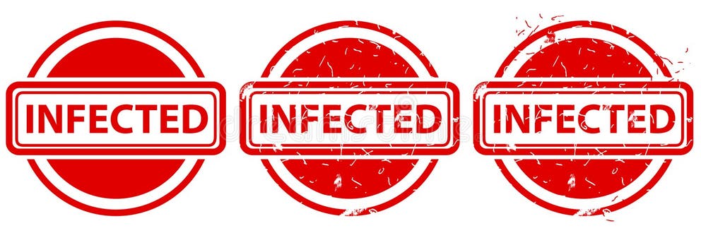 Infected, Set Circle Red Vector Rubber Stamp Effect at White Background ...